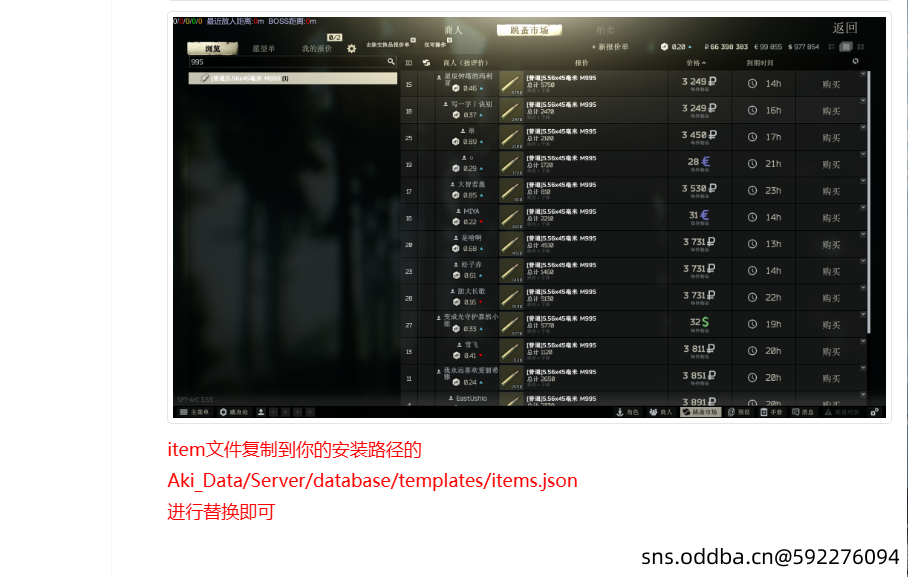 想解除市场禁售，替换了博主的items文件后打开报错了，悬赏求解！！！-ODDBA社区