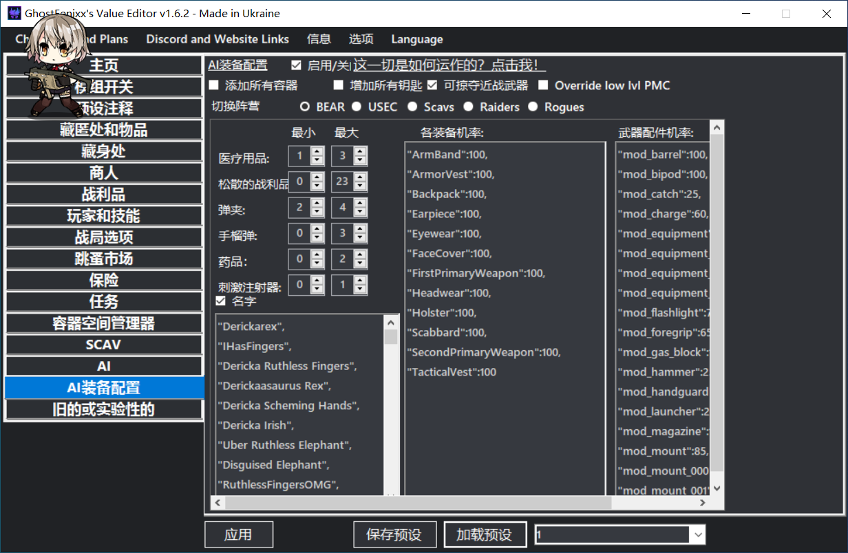 3.5.0想修改ai的装备价值 Aa的装备有些差，想提高ai的装备-ODDBA社区