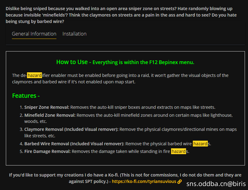 [Aki 3.8.0]清除地图地雷狙击手DE-HAZARDIFIER – UPDATED BY CJ 1.0.3-ODDBA社区